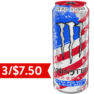 Monster Energy Ultra Red White and Blue Razz 16oz - Order Online for ...